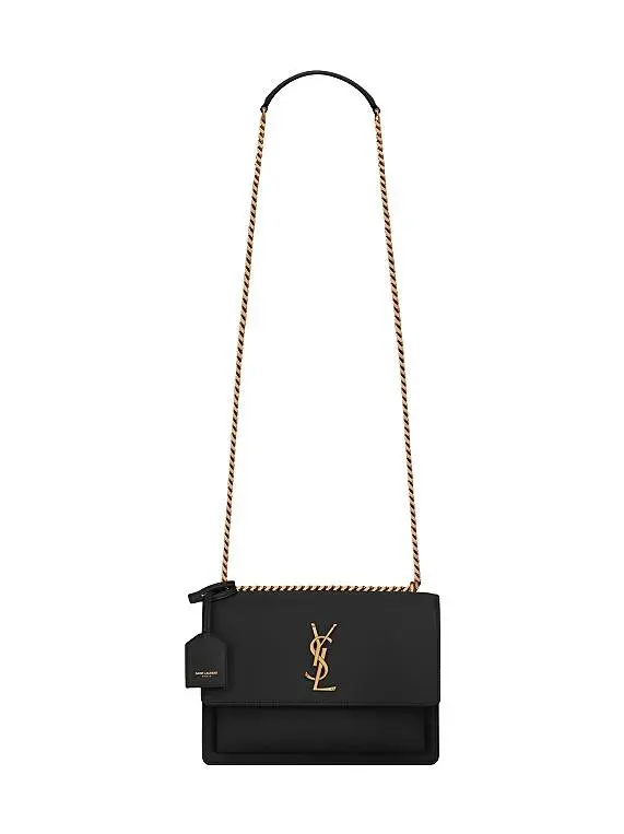 Saint Laurent Sunset Medium Crossbody Bag - Noir Smooth Leather/gold
