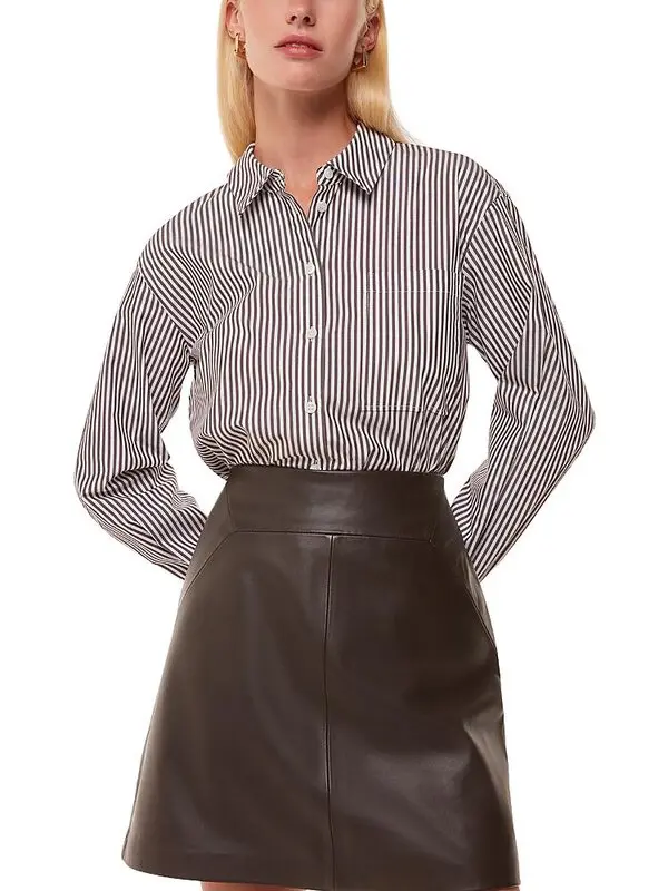 Whistles Leather A-line Skirt - Brown