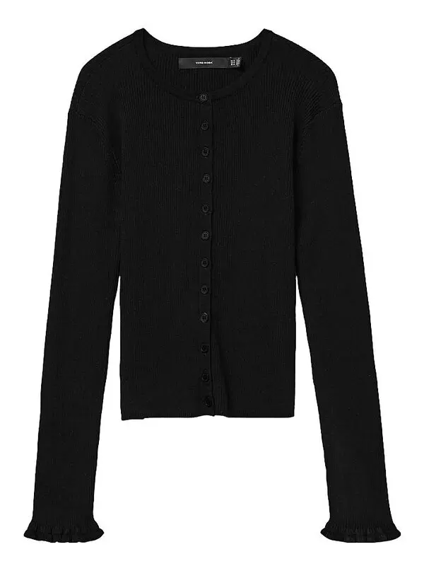 Vero Moda Ruffled Cuff Cardigan - Black