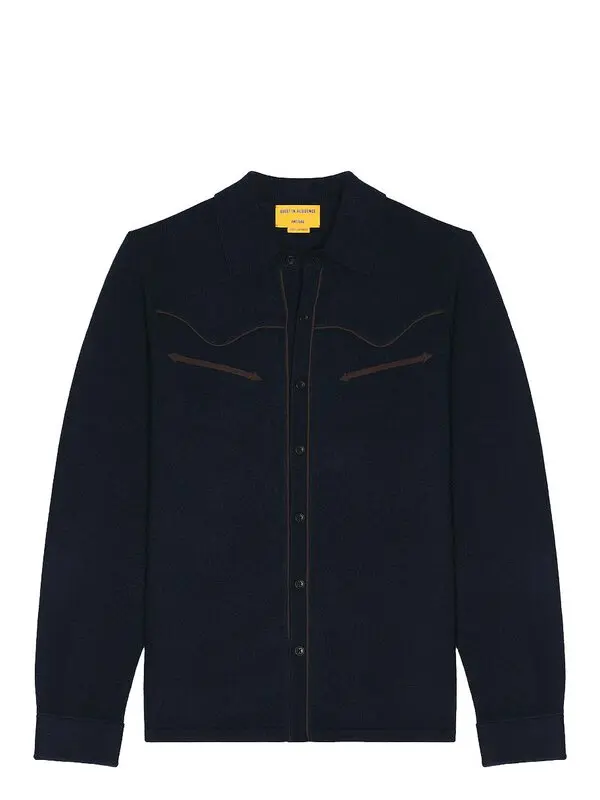 Guest In Residence Western Button Up Shirt In Navy - Midnight