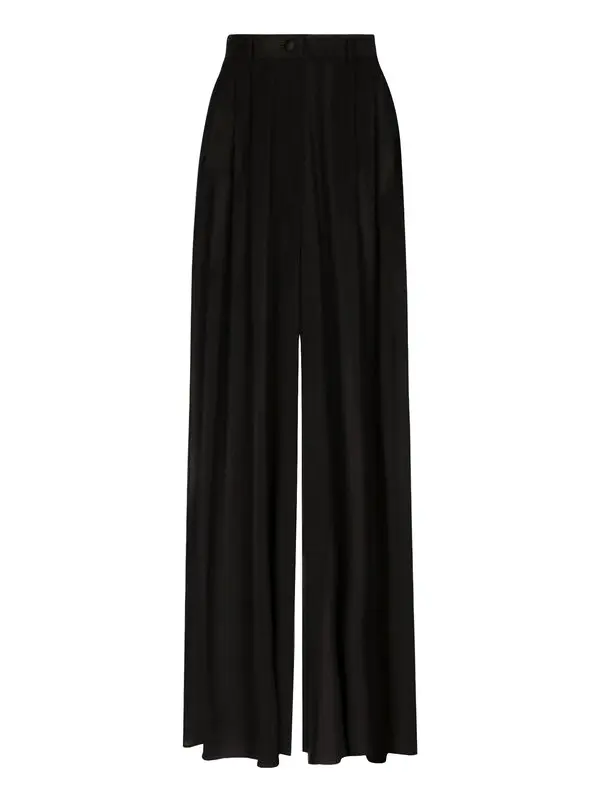 Dolce & Gabbana Silk Chiffon Wide-leg Pants - Black
