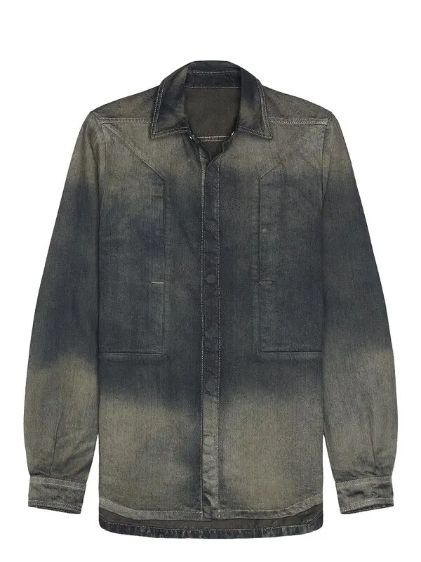 Rick Owens Fogpocket Denim Outershirt - Darkdust Degrade