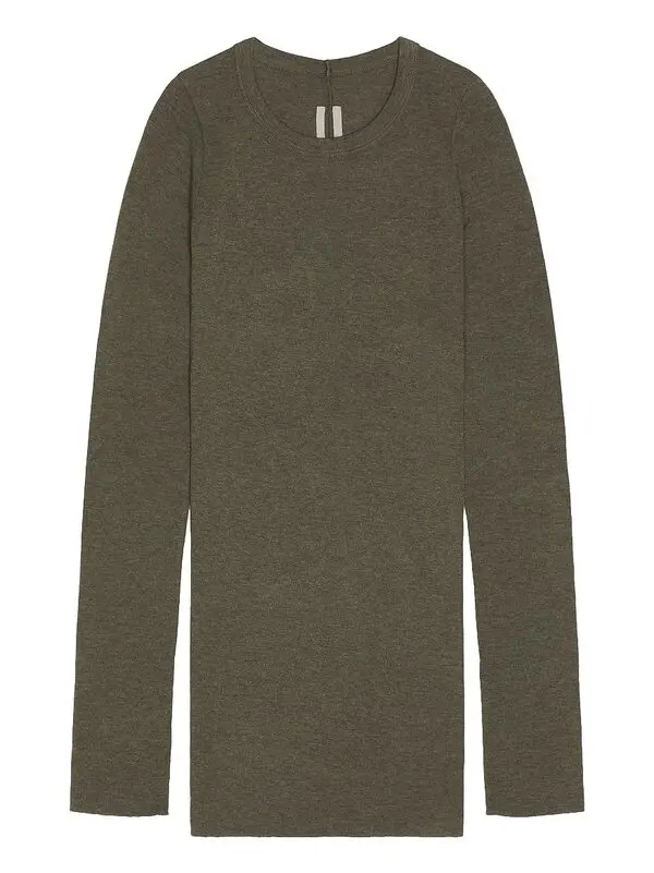 Rick Owens Rib Long Sleeve Tee In Green - Bosco