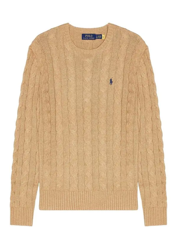Polo Ralph Lauren Cable Knit Crewneck Sweater - Camel Melange