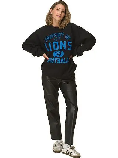 Victoria's Secret Junk Food Clothing Broncos Property Crew Fleece Sweatshirt - Black