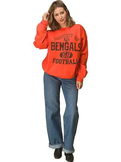 Victoria's Secret Junk Food Clothing Broncos Property Crew Fleece Sweatshirt - Orange