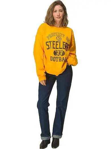 Victoria's Secret Junk Food Clothing Broncos Property Crew Fleece Sweatshirt - Yellow