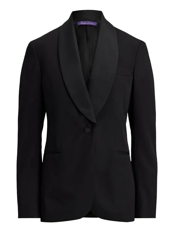 Ralph Lauren Grain De Poudre Wool Tuxedo Jacket - Black