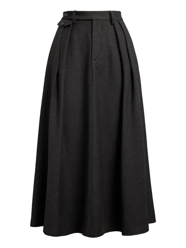 Ralph Lauren Wool Evilyn Midi Skirt - Grey