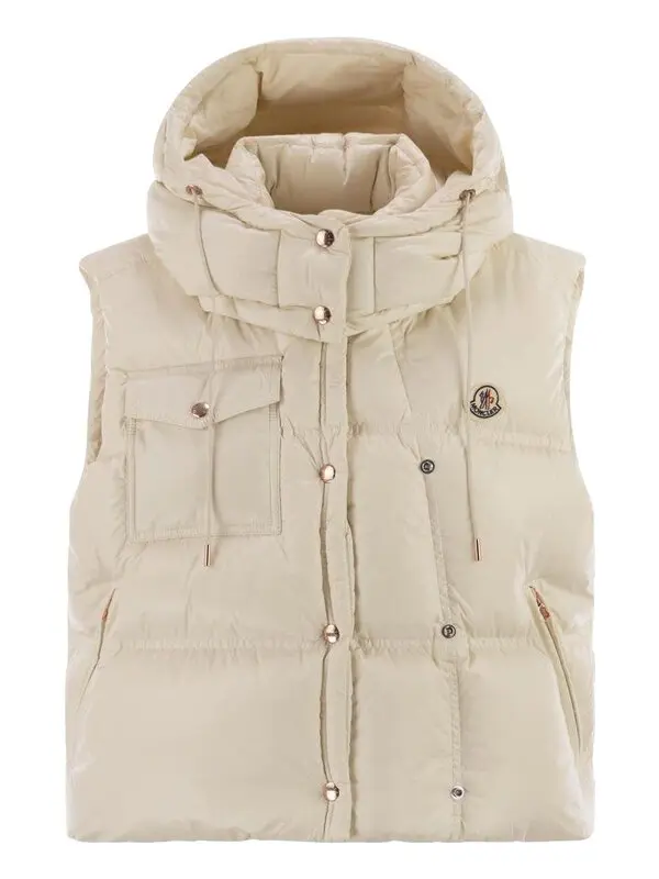 Moncler Pario Padded Vest With Hood - Beige