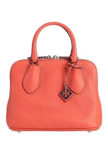 Tory Burch Pebbled Leather Handbag - Tomato Red