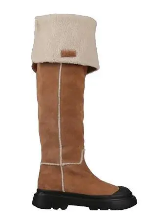 Hogan Camel Leather And Textile Fiber Boots - Beige