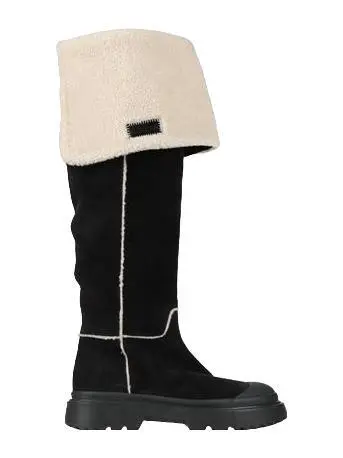 Hogan Camel Leather And Textile Fiber Boots - Black