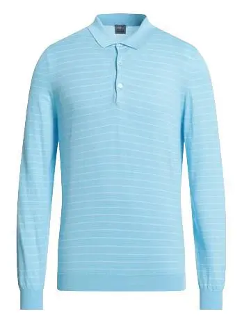 Fedeli Striped Knit Polo Sweater - Blue
