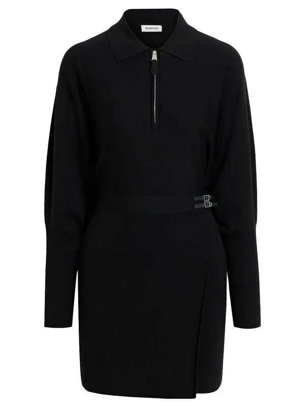 Simkhai Harvey Wrap-effect Mini Dress - Black