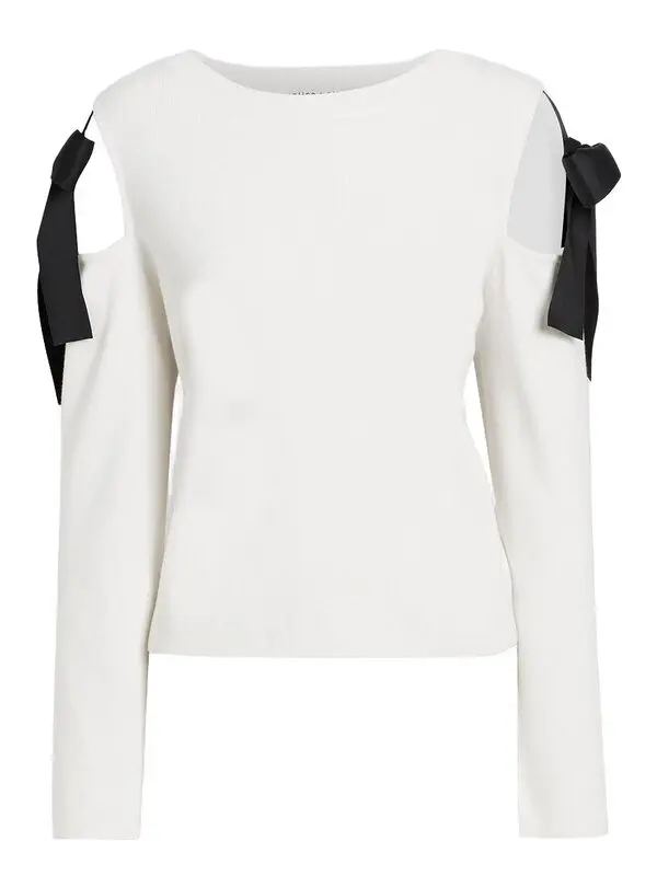 Alice + Olivia Dara Bow-detailed Wool-blend Sweater - White