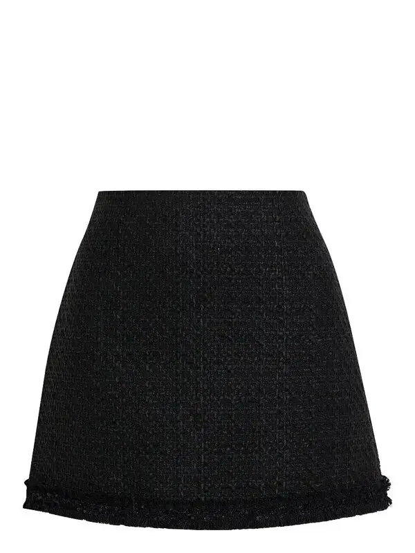 Alice + Olivia Riley Frayed Tweed Mini Skirt - Black