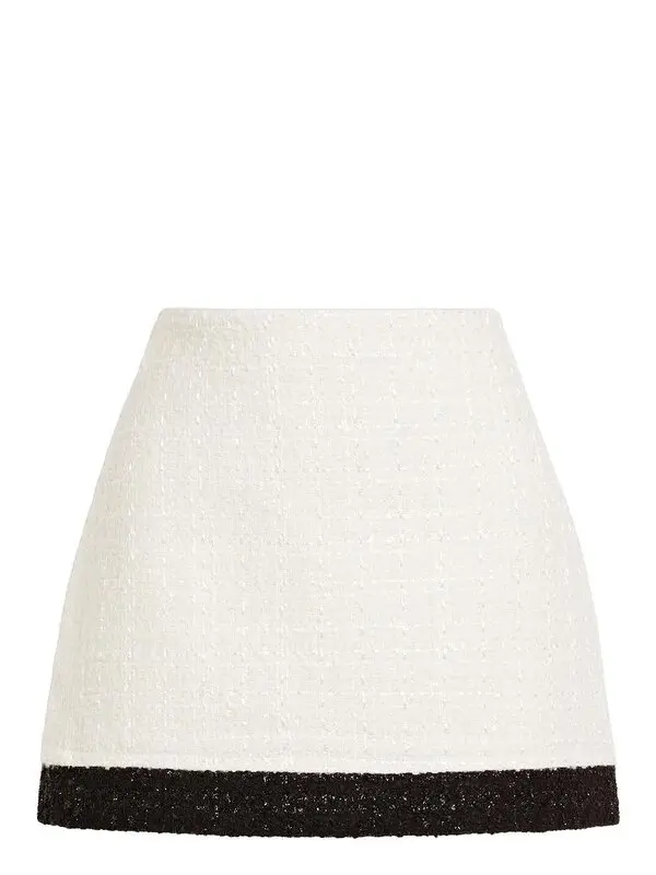 Alice + Olivia Ecenia Metallic Tweed Mini Skirt - Off-white