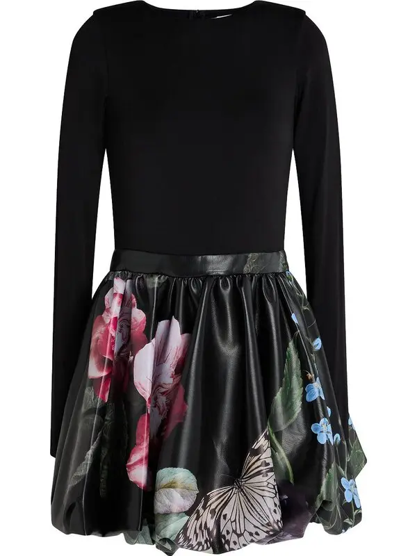 Alice + Olivia Chara Floral-print Mini Dress - Black