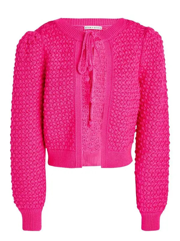 Alice + Olivia Kitty Cropped Cardigan - Bright Pink