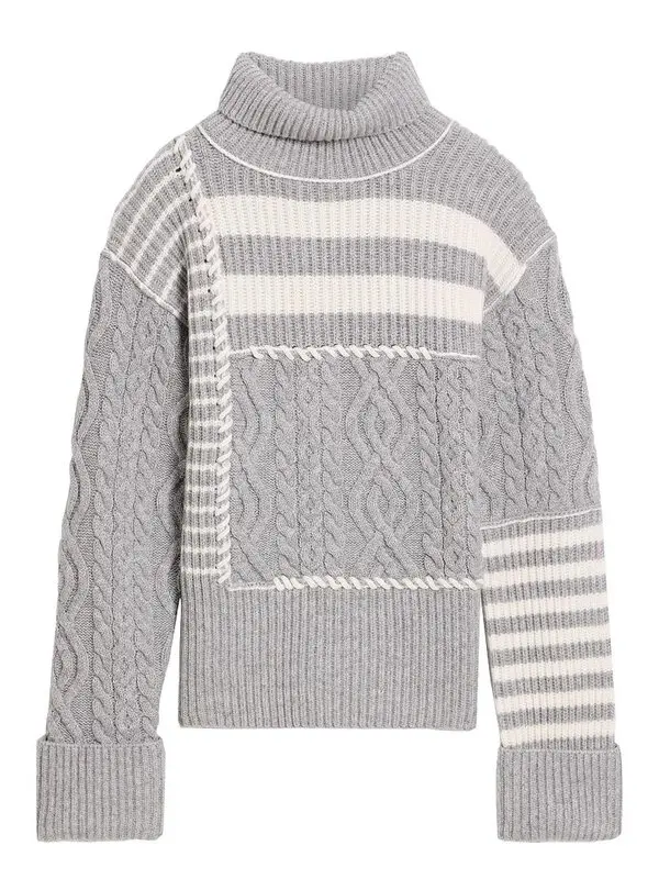 Simkhai Maggi Ribbed Cable-knit Wool And Cashmere-blend Turtleneck Sweater - Gray
