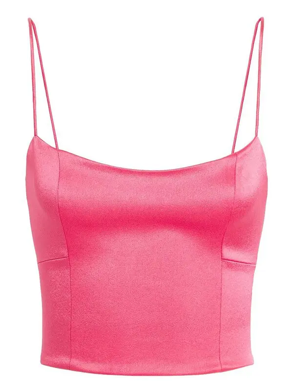 Alice + Olivia Saylor Cropped Satin Camisole - Fuchsia