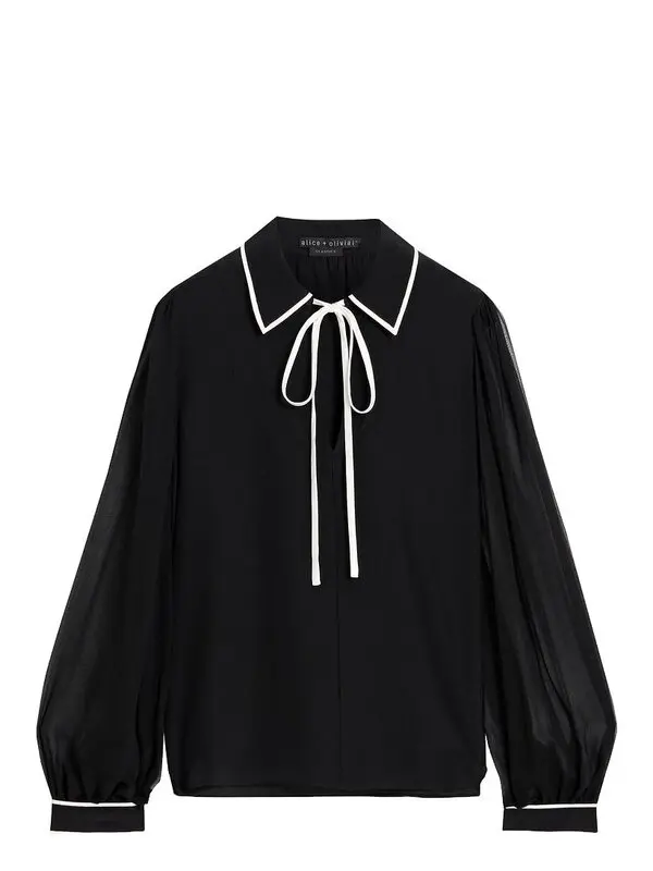 Alice + Olivia Roanne Silk Blouse - Black