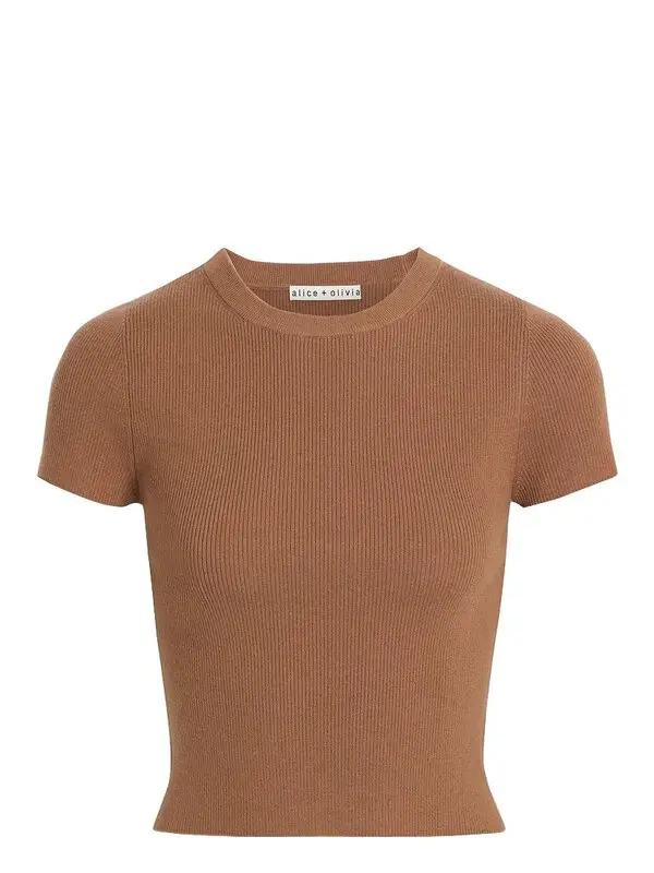 Alice + Olivia Ciara Ribbed Wool-blend Top - Light Brown
