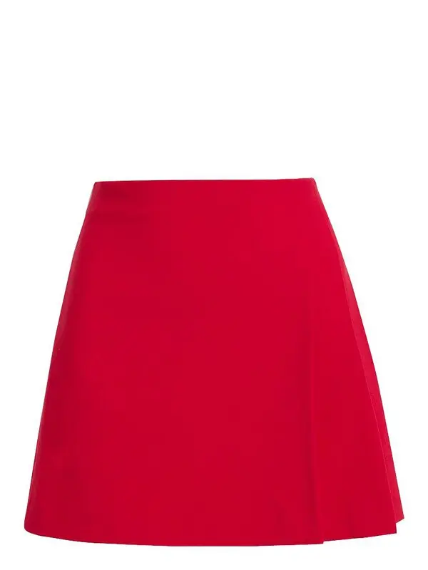 Alice + Olivia Semira Pleated Twill Mini Skirt - Red
