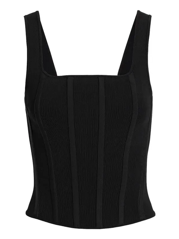 Alice + Olivia Sariah Ribbed Stretch-knit Tank - Black