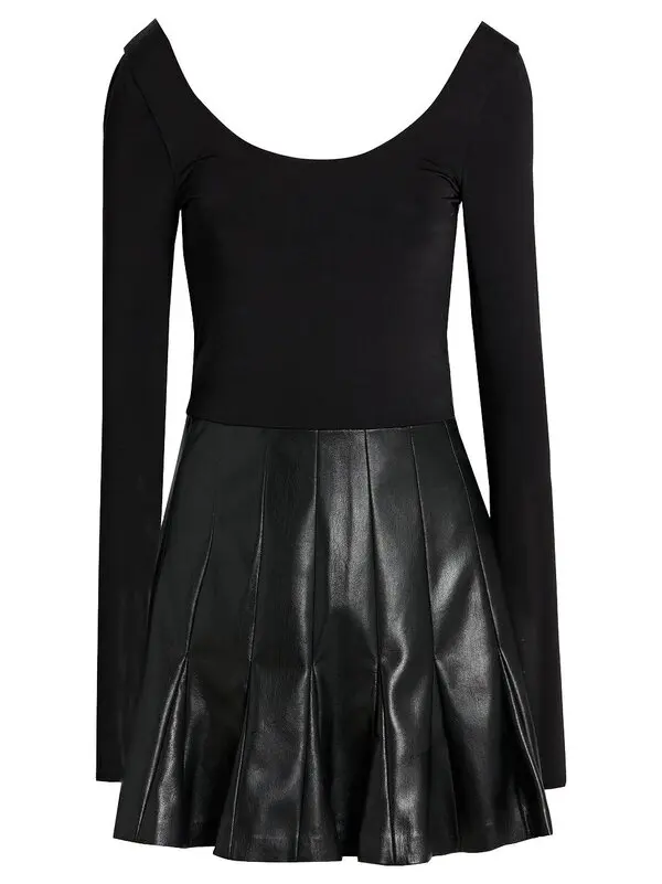 Alice + Olivia Chara Jersey-paneled Mini Dress - Black