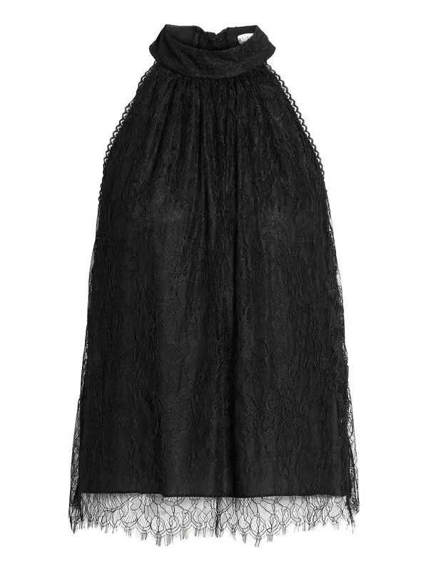Alice + Olivia Maris Lace Tie-back Top - Black