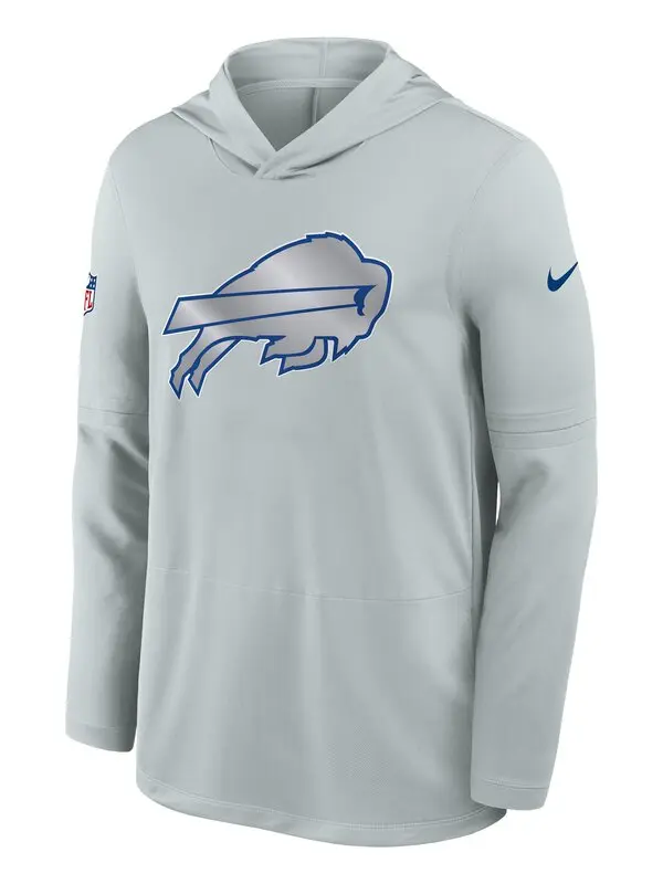 Nike Buffalo Bills Rivalries Collection Sideline Dri-fit Nfl Long-sleeve Hooded Top - Grey