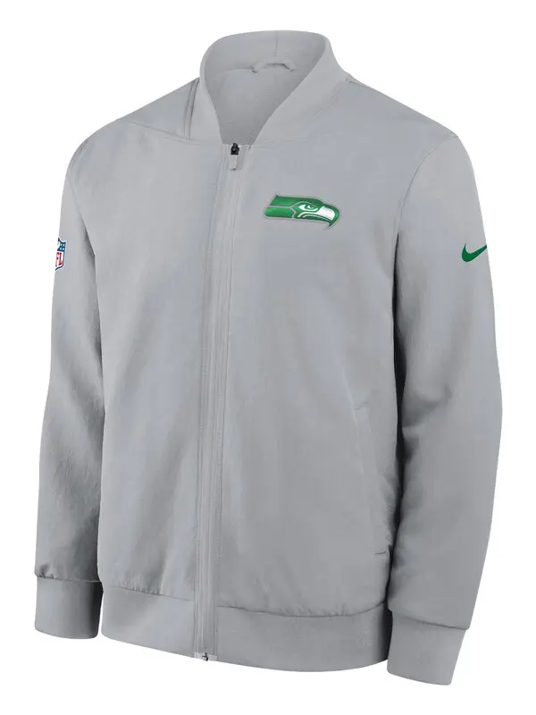 Nike Seattle Seahawks Rivalries Collection Sideline Nfl Full-zip Bomber Jacket - Grey