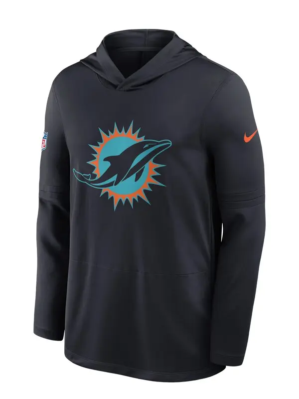 Nike Miami Dolphins Rivalries Collection Sideline Dri-fit Nfl Long-sleeve Hooded Top - Blue