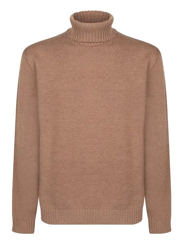 Incotex Merino Wool High Neck Sweater - Brown