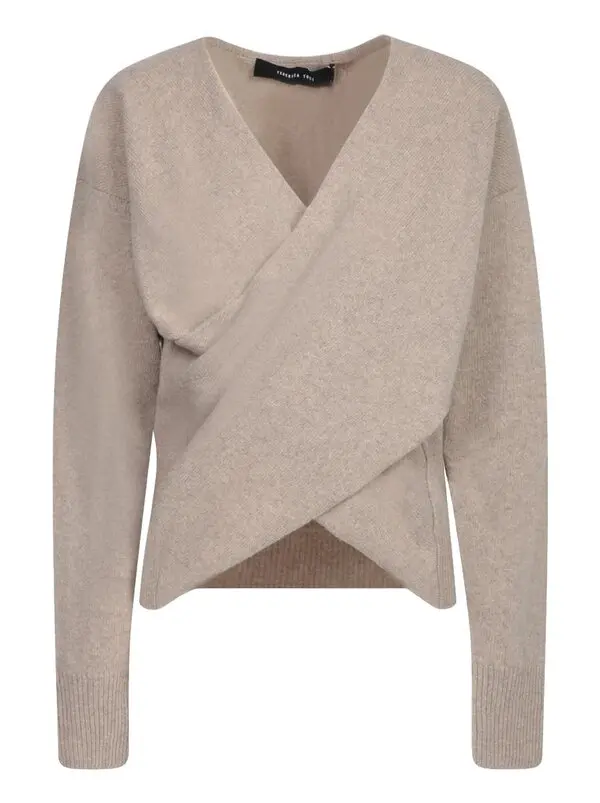 Federica Tosi V-neck Crossover Sweater - Beige