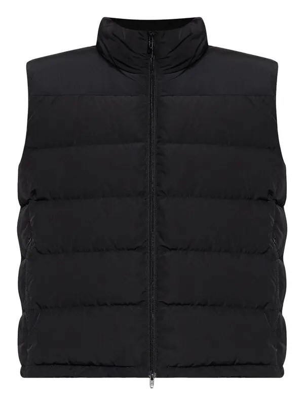 Balenciaga Quilted Down Vest With Logo - Black