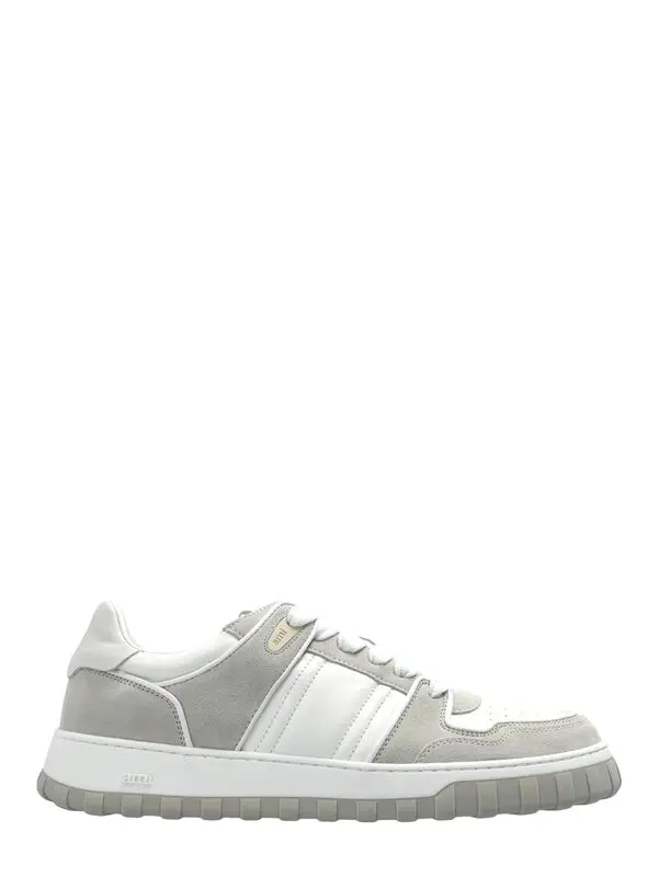 Ami Low-top Leather And Suede Sneakers - Grey