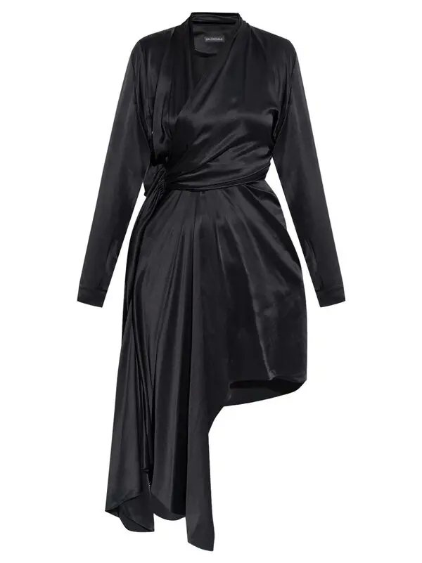 Balenciaga Asymmetrical Silk Dress - Black