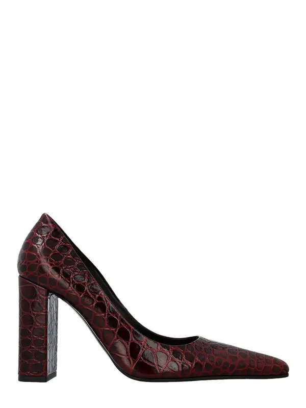 Alaïa Embossed Patent Leather Heeled Shoes - Burgundy