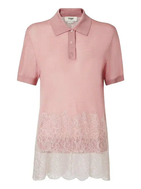 Fendi Cashmere And Silk Polo Shirt - Pink