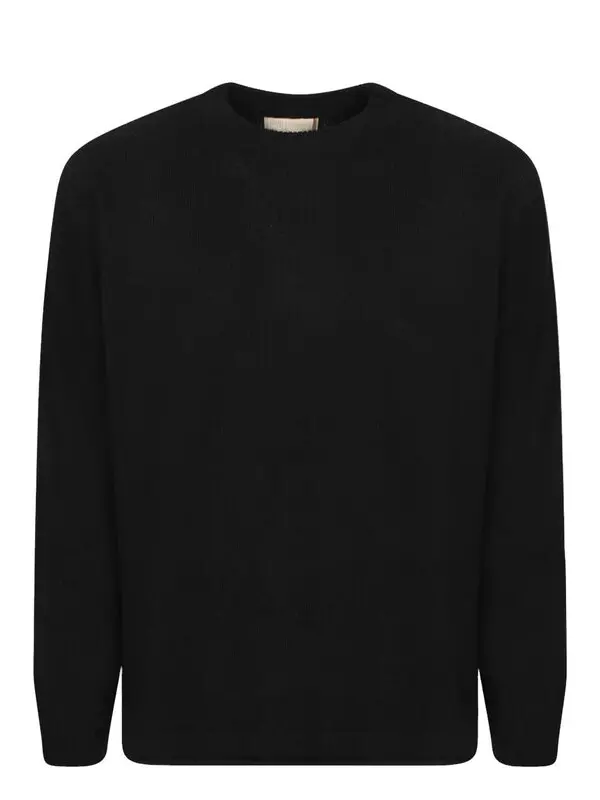 120% Lino Cashmere Blend Crew Neck Sweater - Black