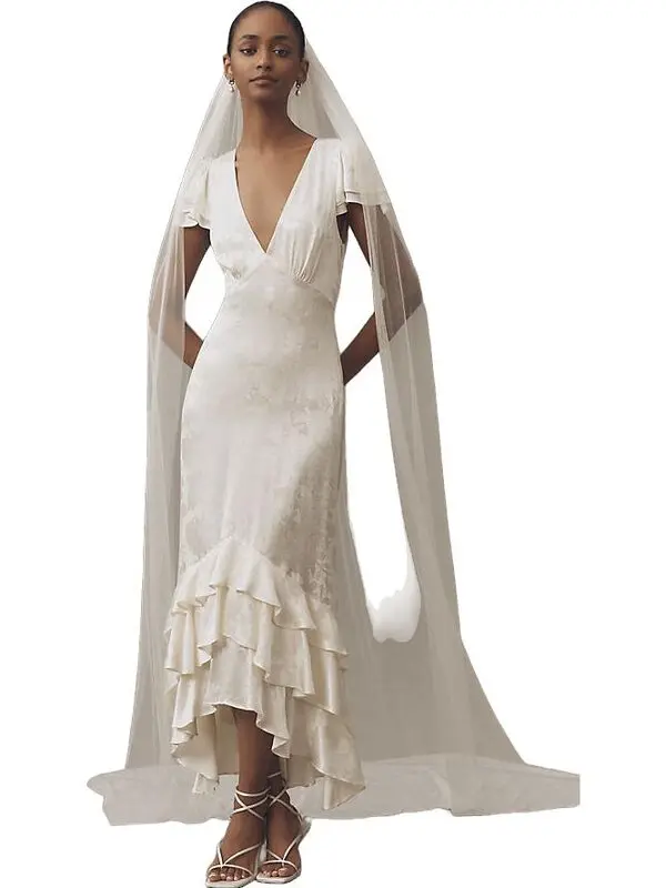 Anthropologie English Tulle Cathedral Veil - Ivory