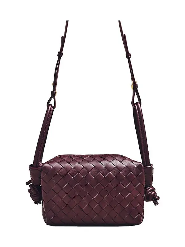 Anthropologie Woven Crossbody Bag With Loop-strap - Cherry Wine