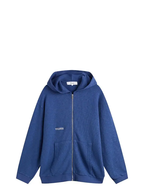 PALMES Waffle Zip Hooded Sweatshirt - Blue