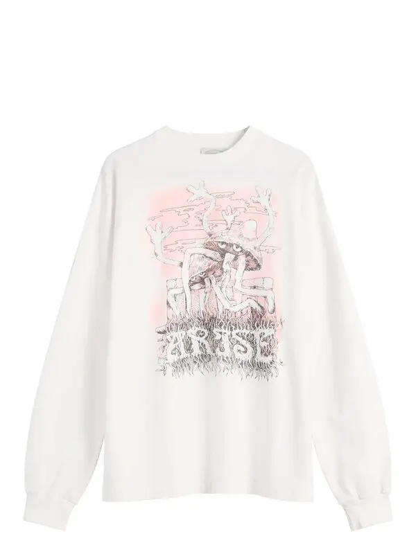 Aries Faded Shroom Awakening Long Sleeve T-shirt - White