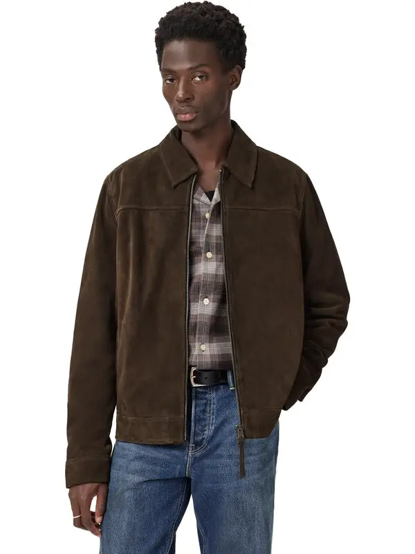 ALLSAINTS Rhone Suede Jacket - Cocoa Brown
