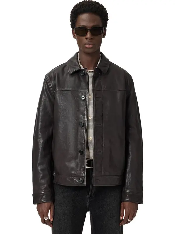 ALLSAINTS Nates Leather Jacket - Trail Brown