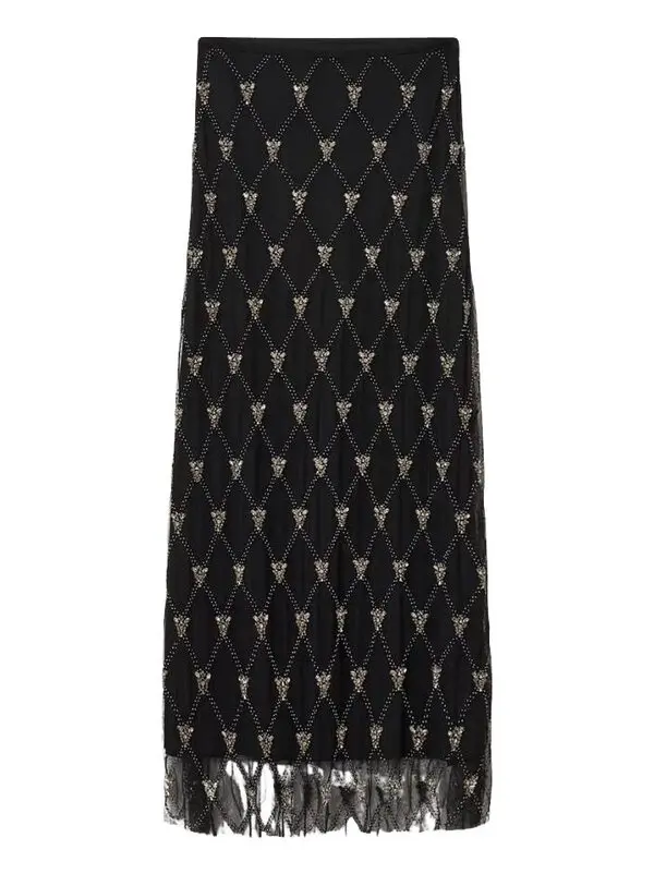 ALLSAINTS Ilka Embellished Skirt - Black